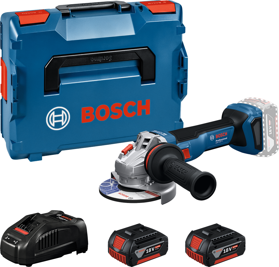 Bosch Vinkelslip GWS 18V-11 125mm 2X5Ah L-Boxx - Vinkelslipar - Hylte Jakt & Lantman