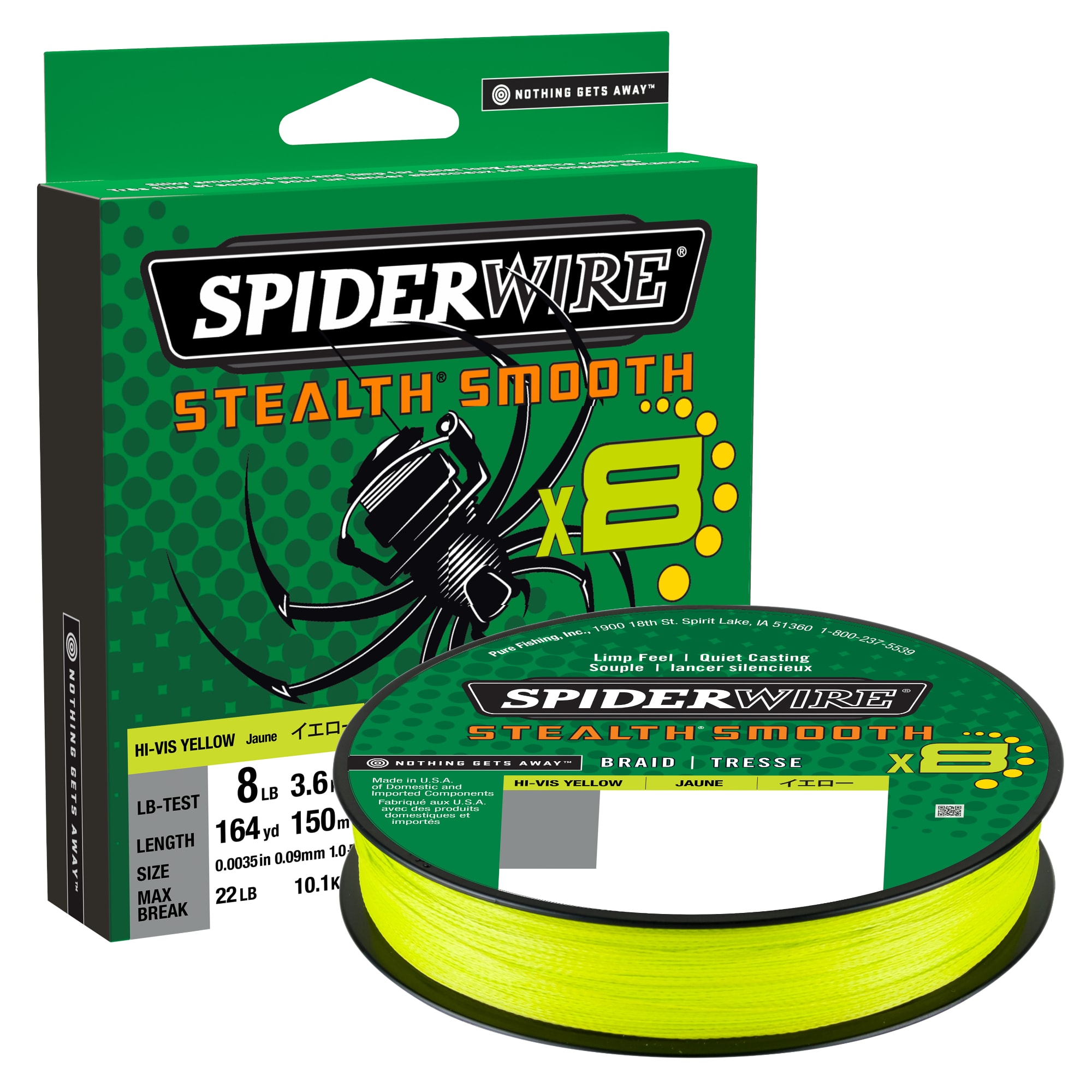 Spiderwire Stealth Smooth 8 150m Hi-Vis Yellow - Flätlinor - Hylte Jakt ...