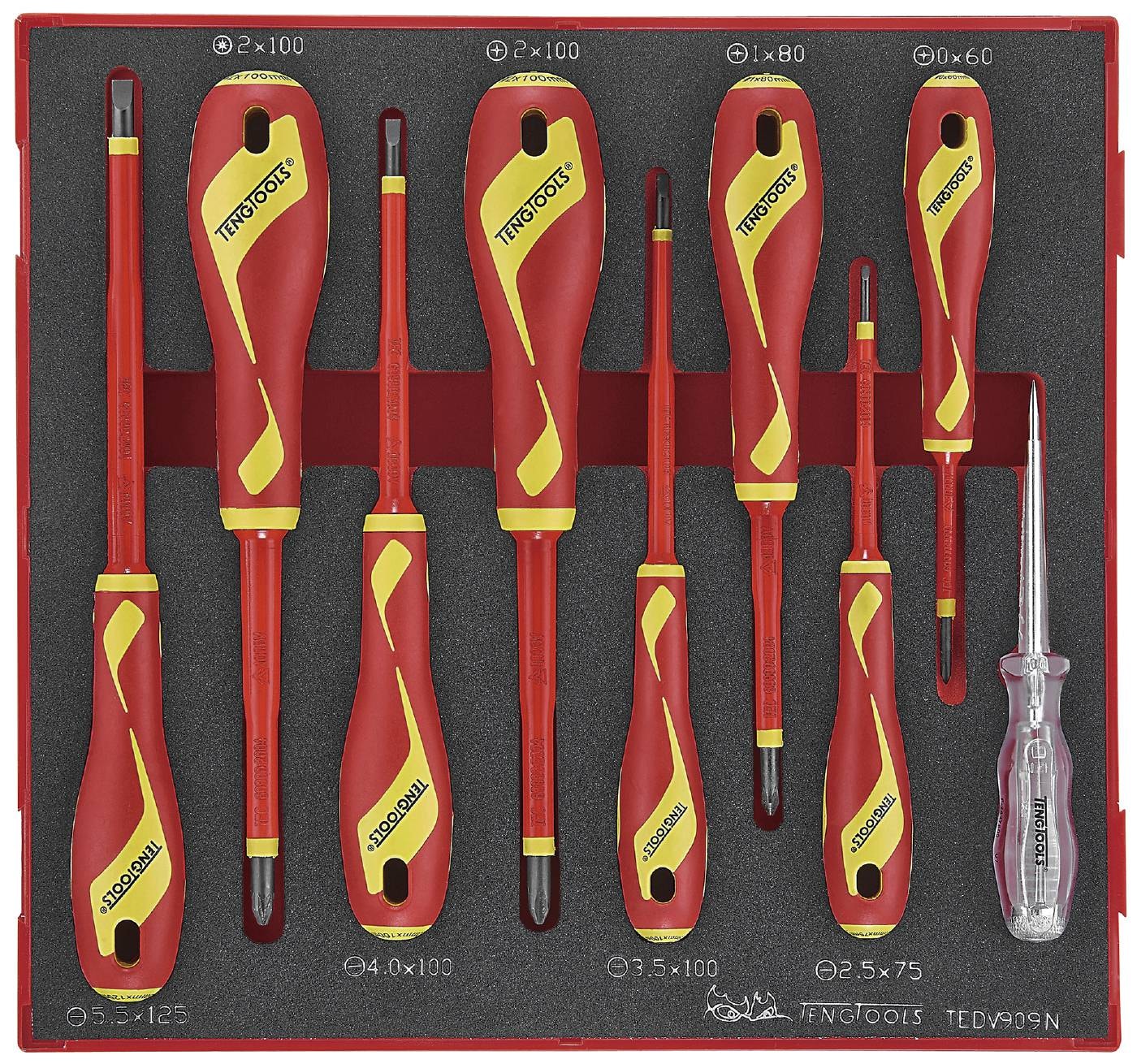 Teng Tools Skruvmejselsats TEDV909N Isolerad 1000V EVA 9 delar ...