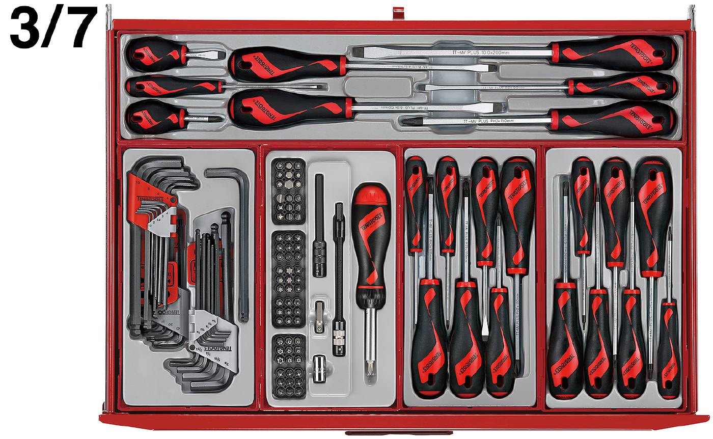 Teng Tools Verktygsvagn TCM282 med 7 lådor och 282 verktyg, röd
