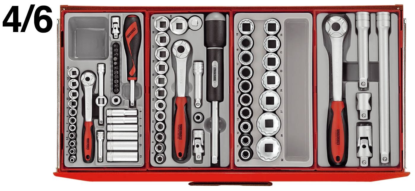 Teng Tools Verktygsvagn TC8140NF med 7 lådor och 140 verktyg, röd