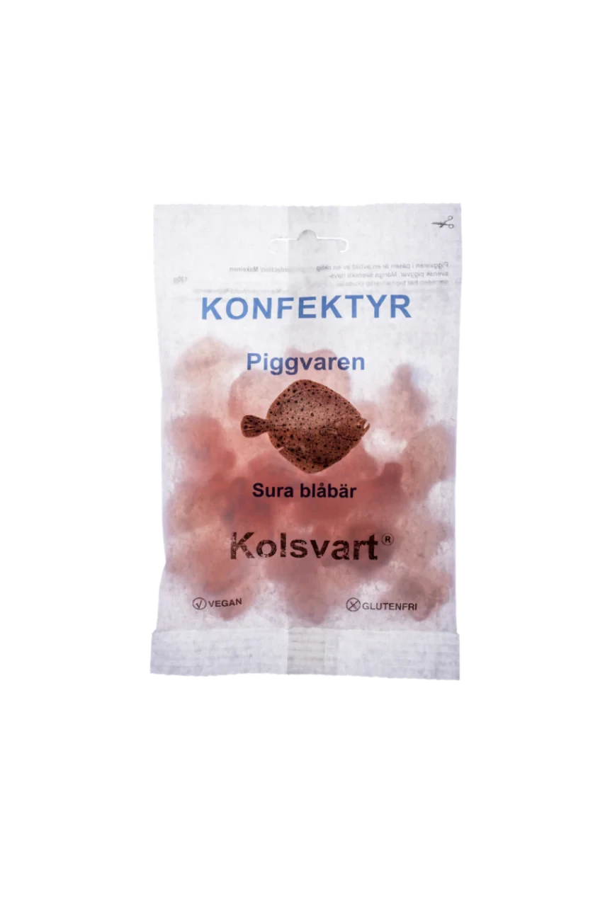 Kolsvart Piggvaren (Sura blåbär) 120g Godisfiskar - Godis - Hylte Jakt ...